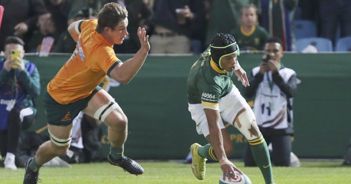 Kurt-Lee Arendse hat-trick powers Springboks past Wallabies in Pretoria ...